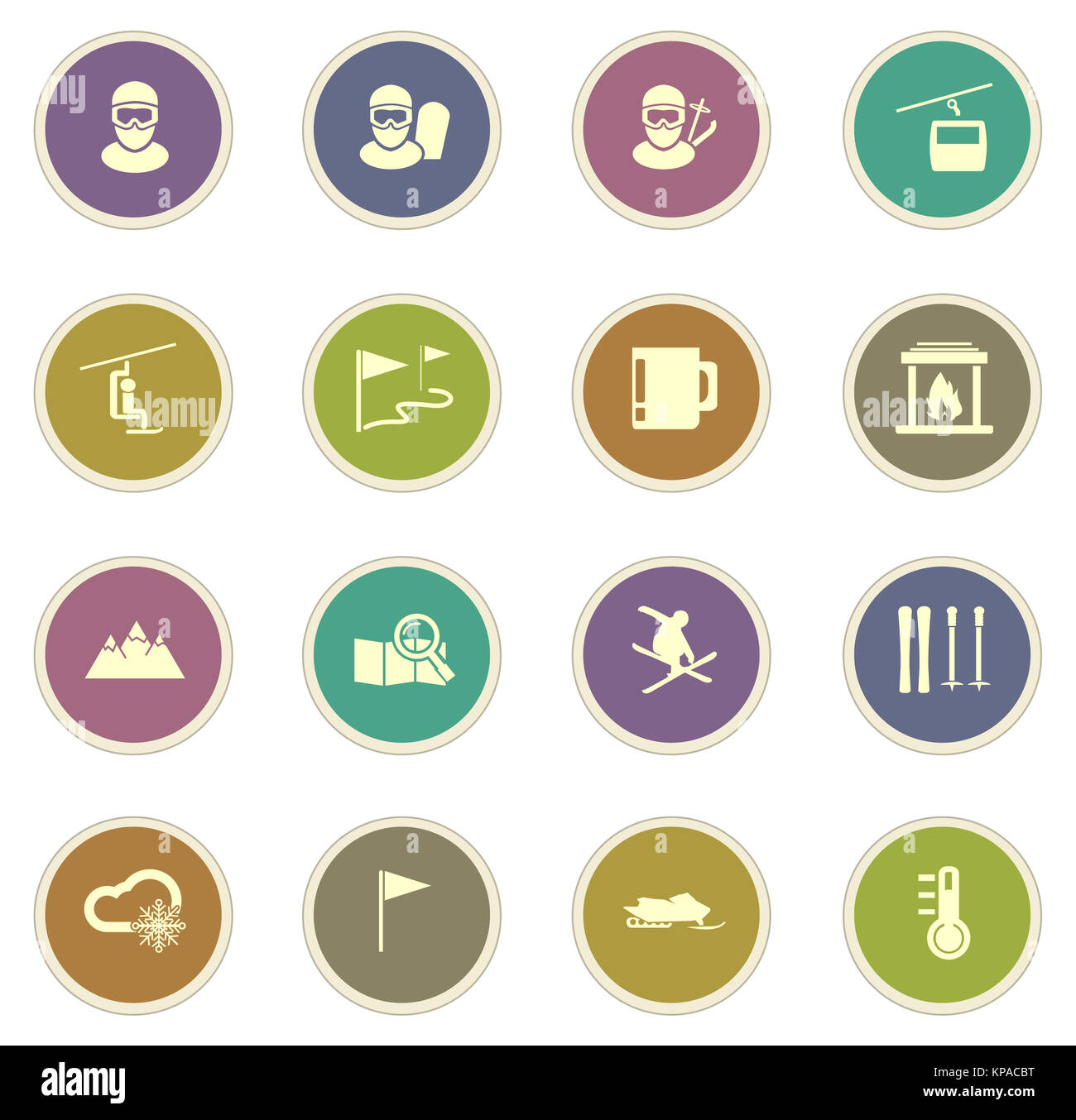 Skiing icons set Stock Photo - Alamy