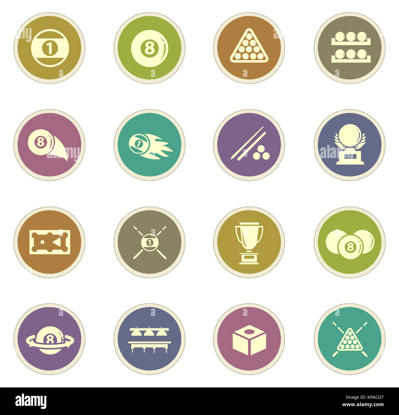 Billiard icons set Stock Photo - Alamy