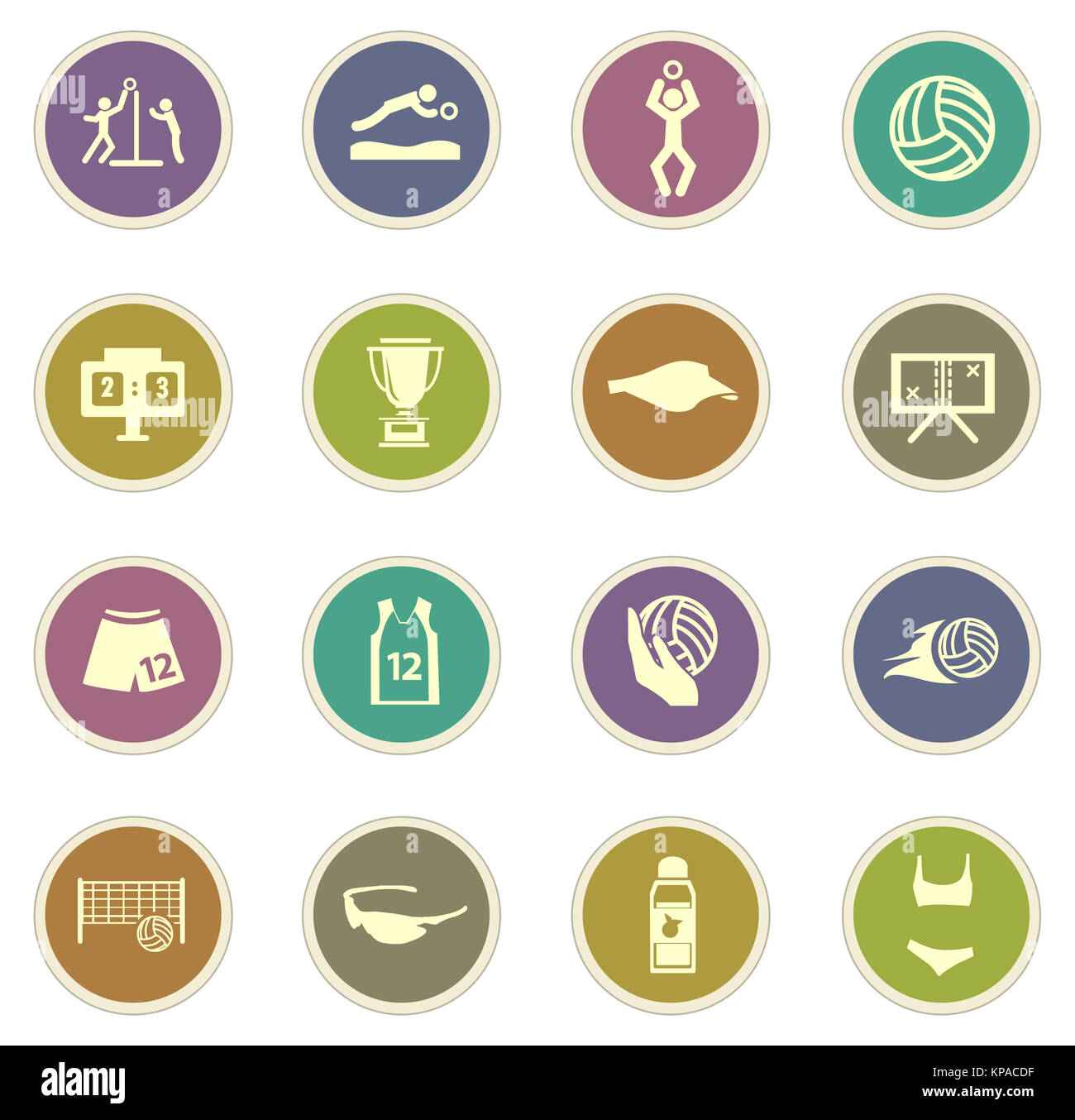 Volleyball icon set Stock Photo - Alamy
