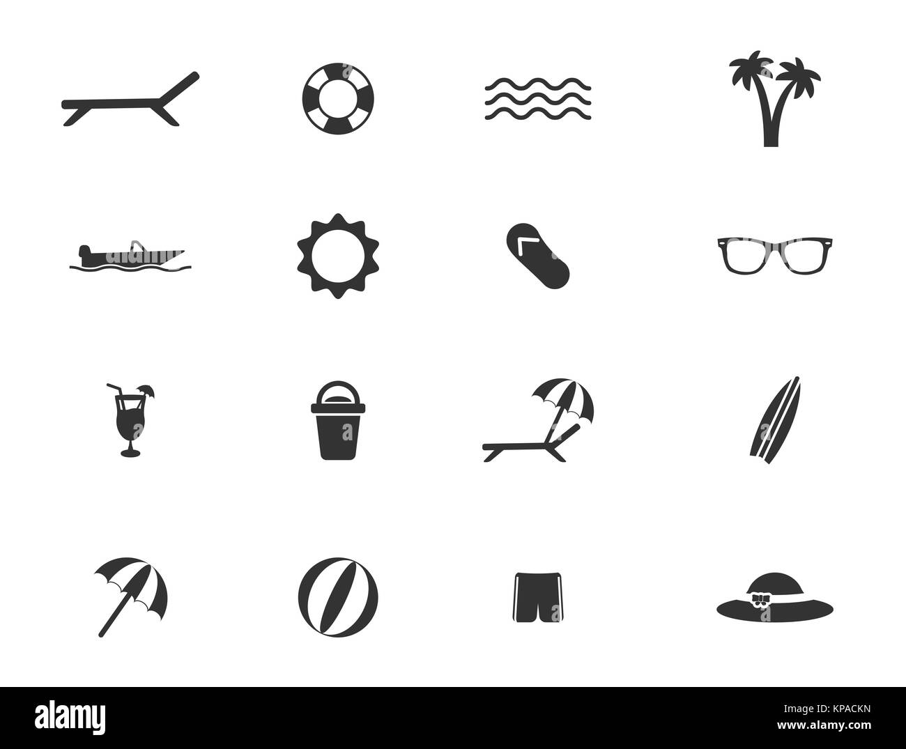 Beach simply icons Stock Photo - Alamy