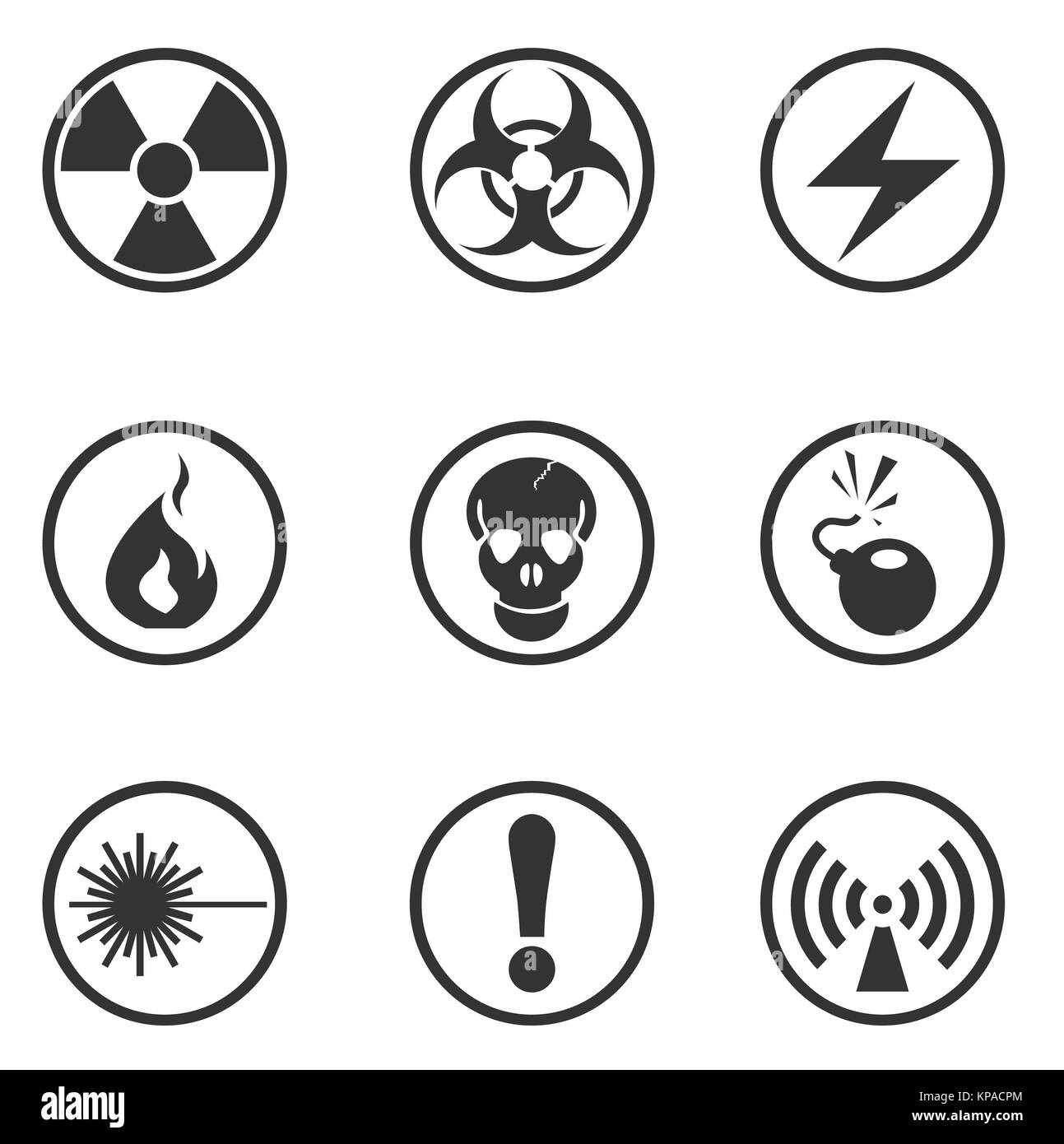 Hazard Sign Icons Stock Photo - Alamy