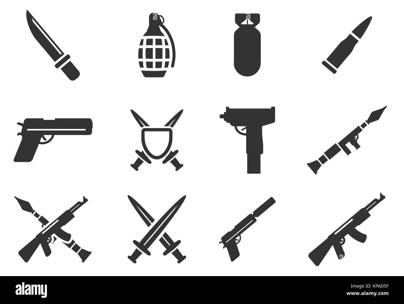 Weapon simply icons Stock Photo - Alamy