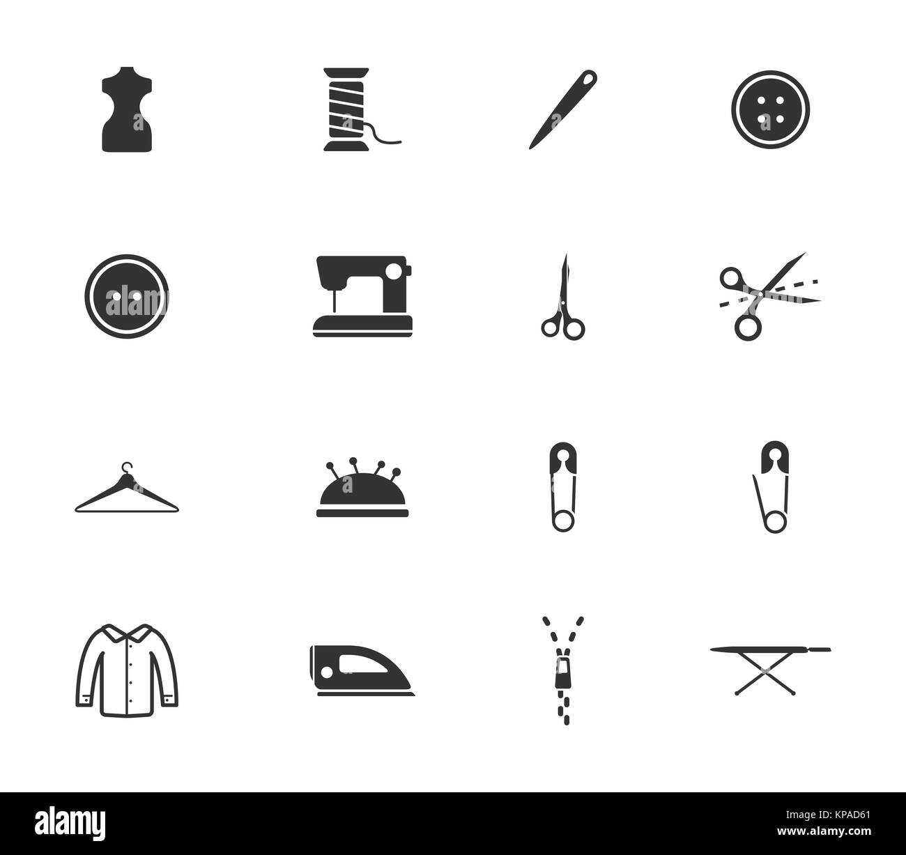 Tailoring icons set Black and White Stock Photos & Images - Alamy