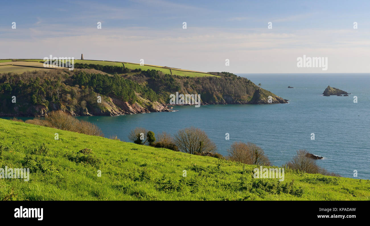 The entrance to the Dart estuary and Dartmouth harbour, looking towards ...