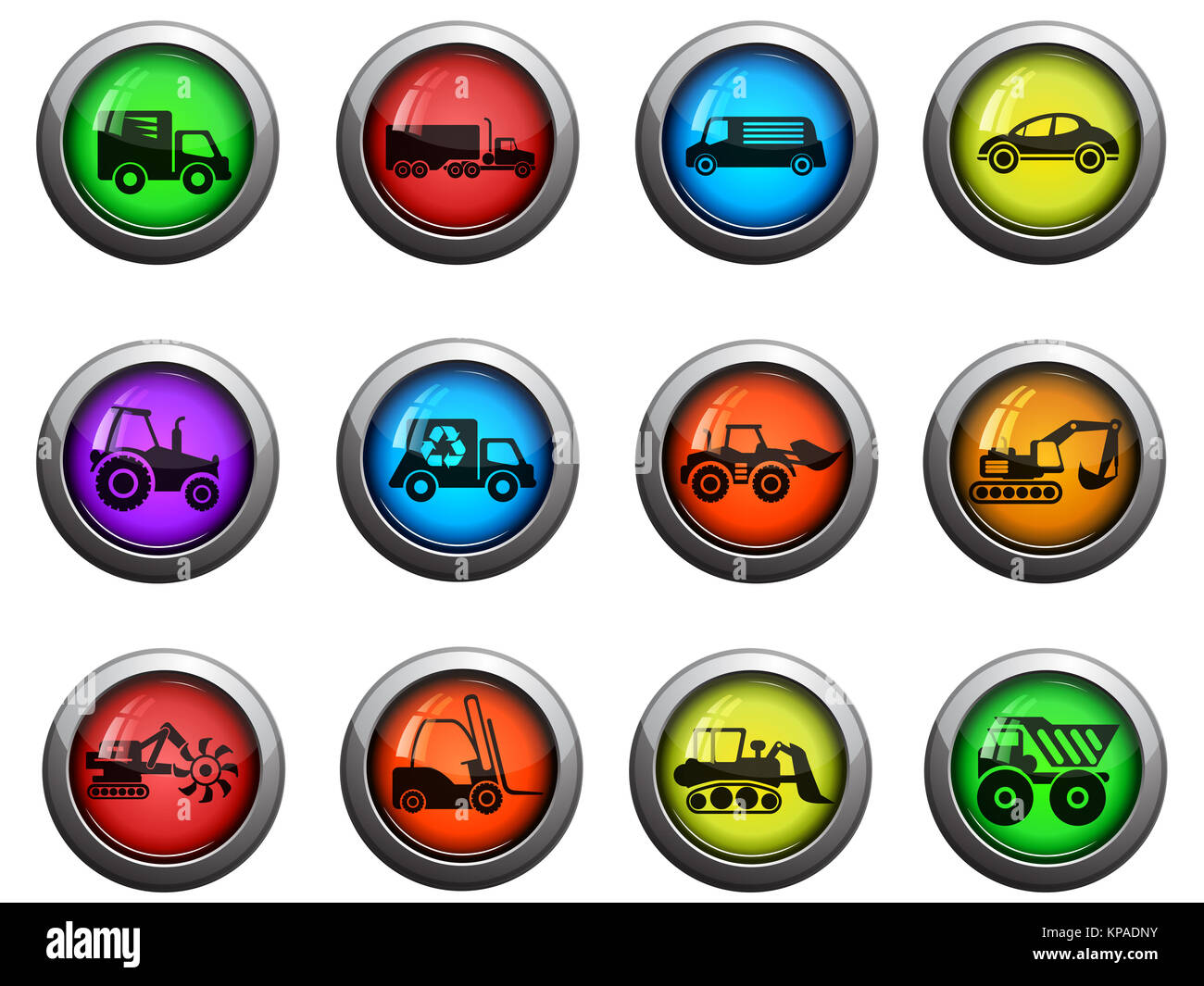Transportation and Loading Machines icons set Stock Photo - Alamy