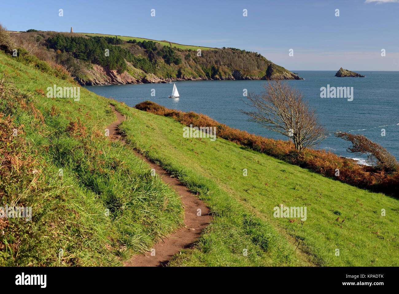 The entrance to the Dart estuary and Dartmouth harbour, looking towards ...