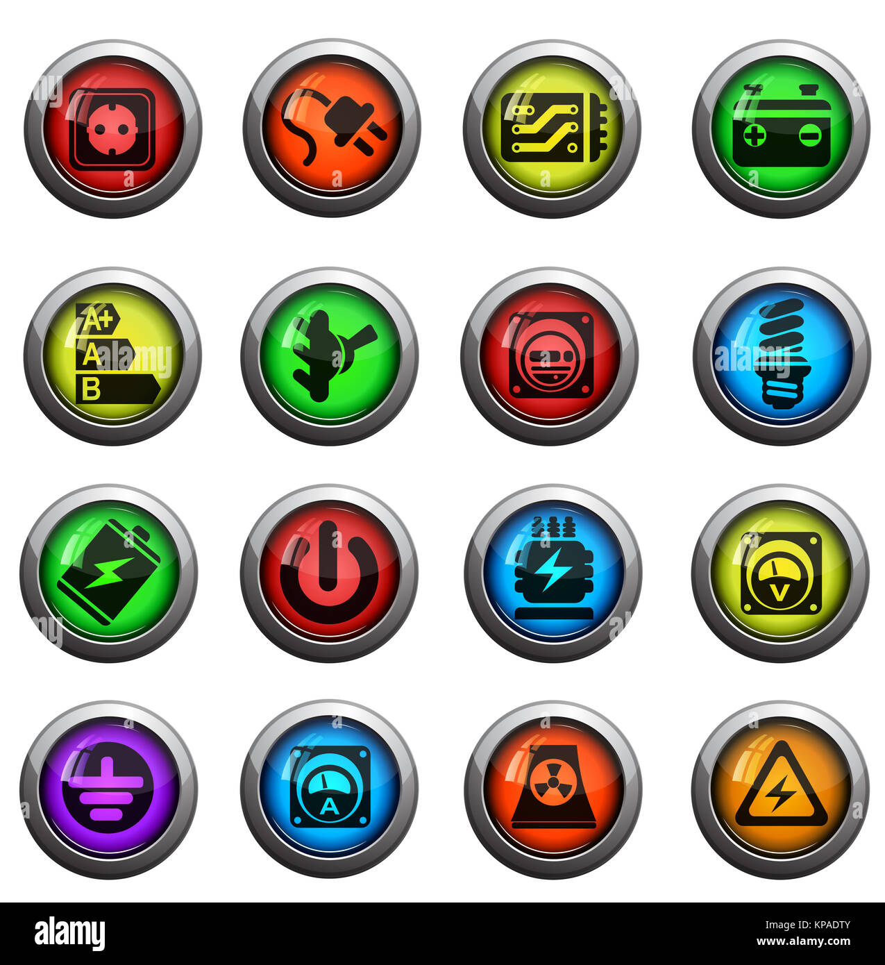 Electricity icons set Stock Photo - Alamy