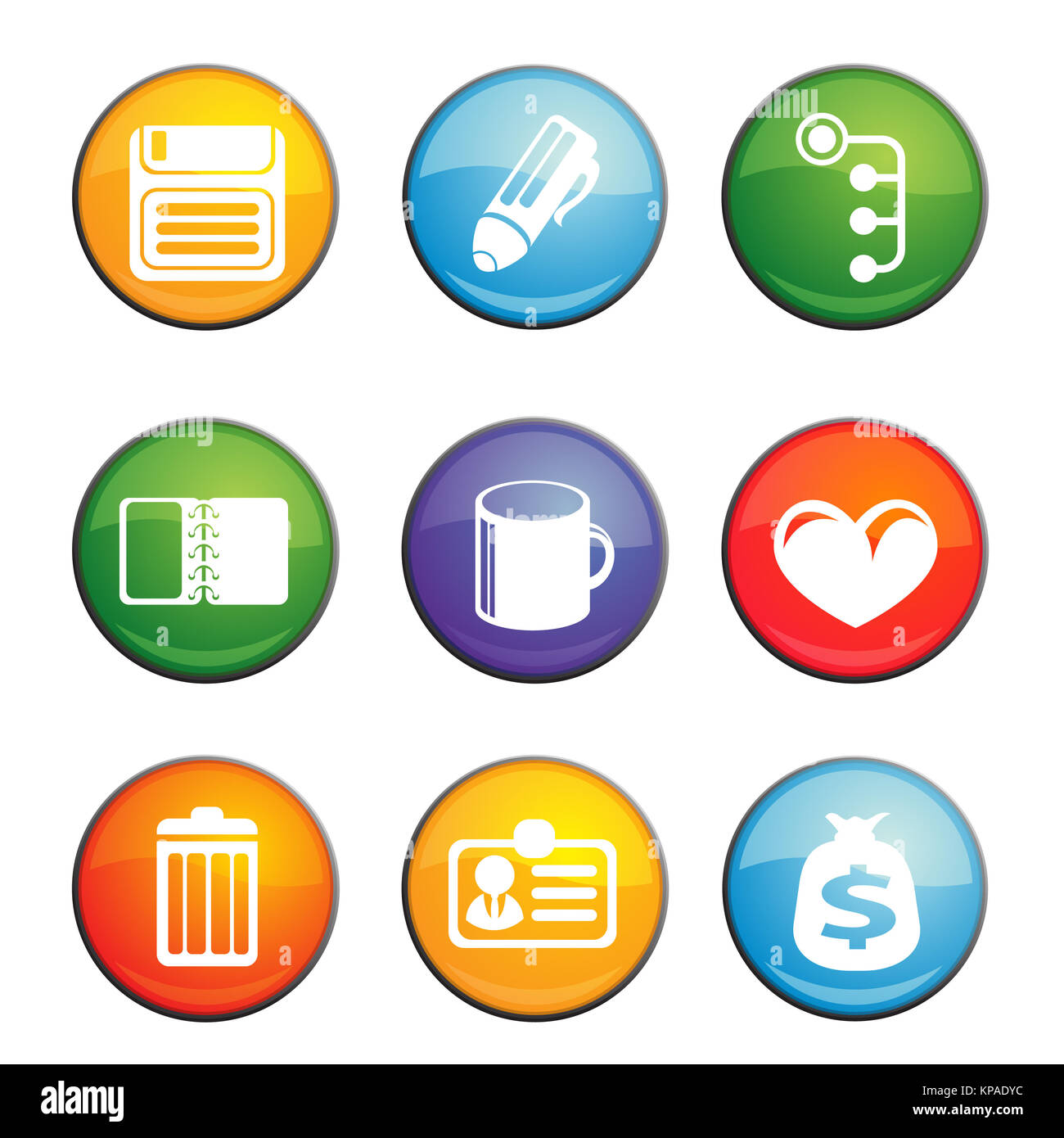 Office icons set Stock Photo - Alamy