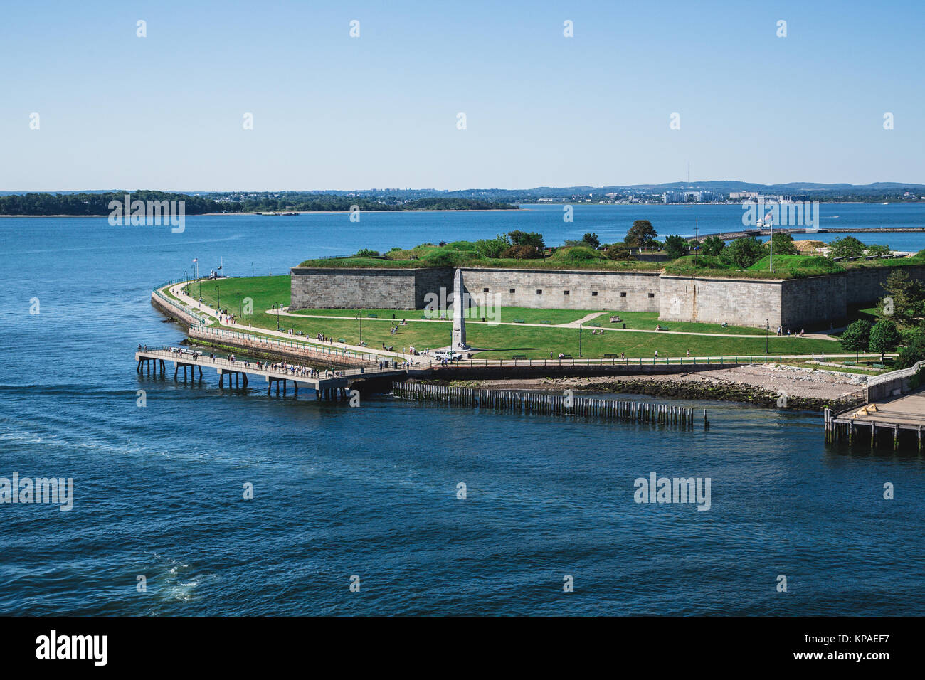 View of Fort Independence from the Sea in Boston Stock Photo - Alamy