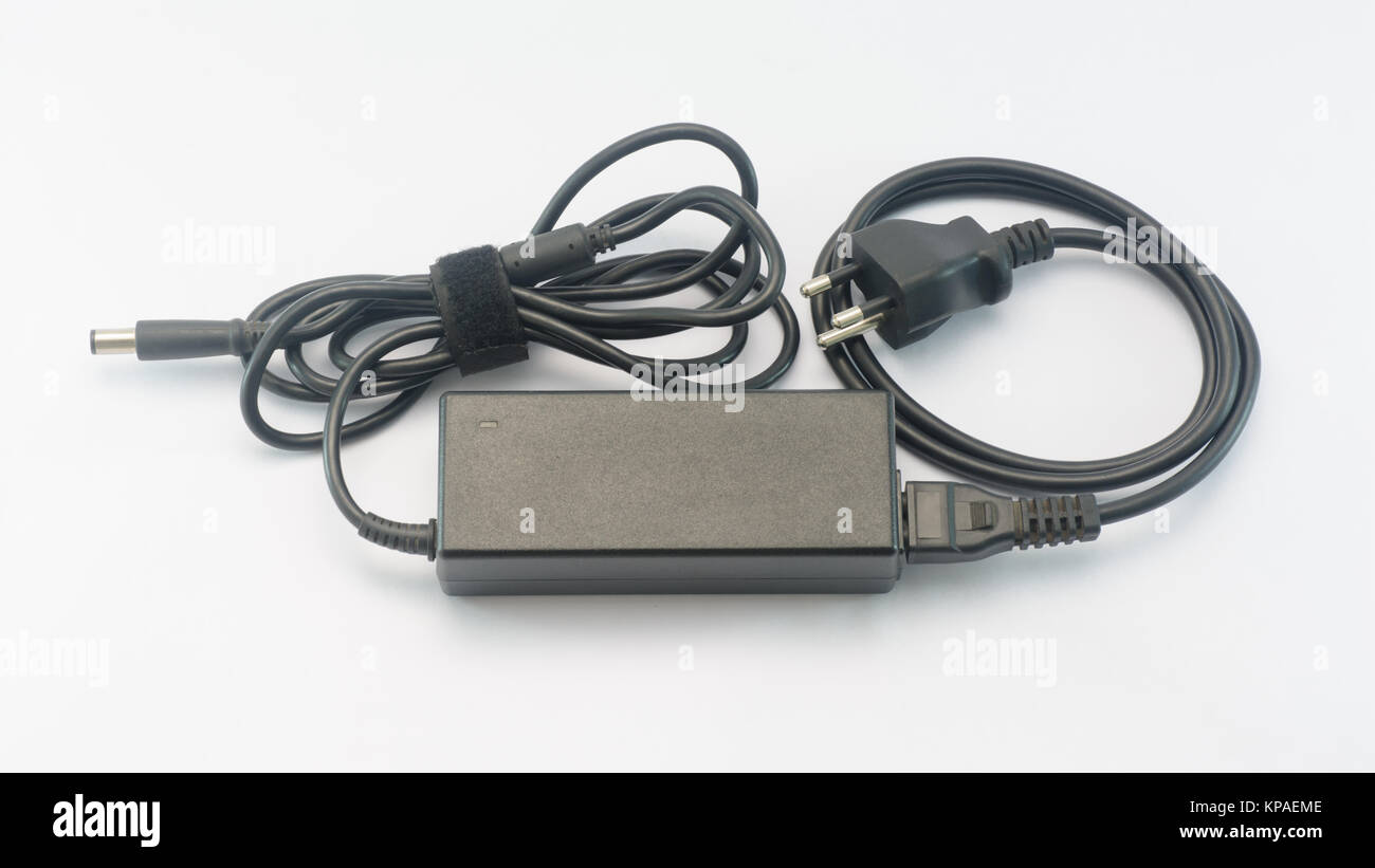 power adapter for laptop with isolated background Stock Photo - Alamy