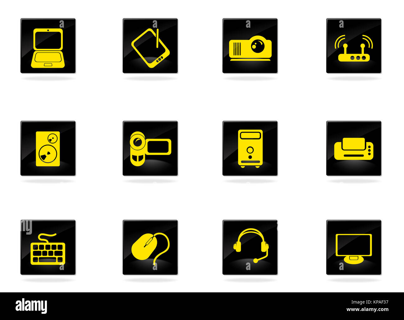 Computer equipment simple vector icons Stock Photo - Alamy