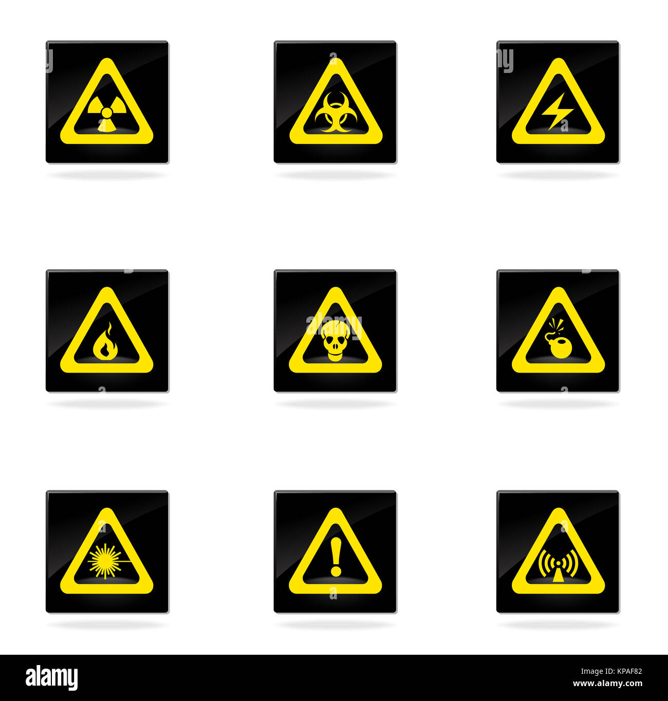 Hazard Sign Icons Stock Photo - Alamy