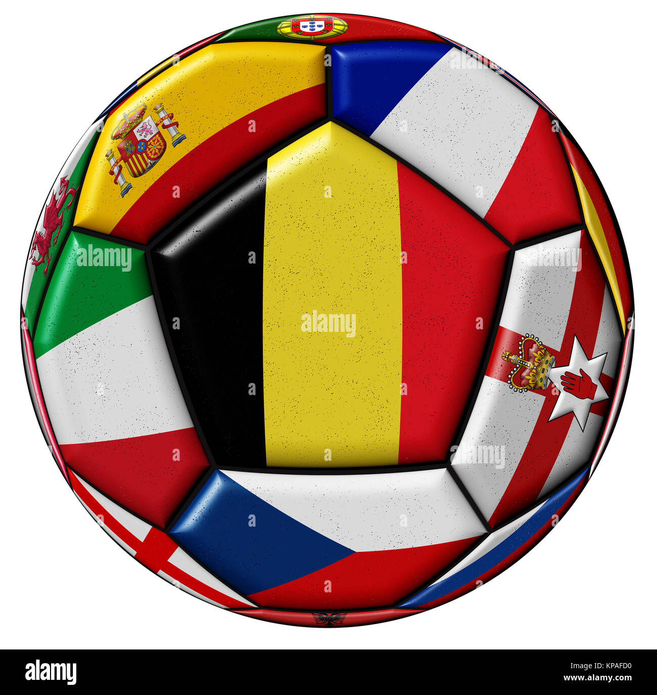 Soccer ball with flags of European countries - dominant flag Belgium ...