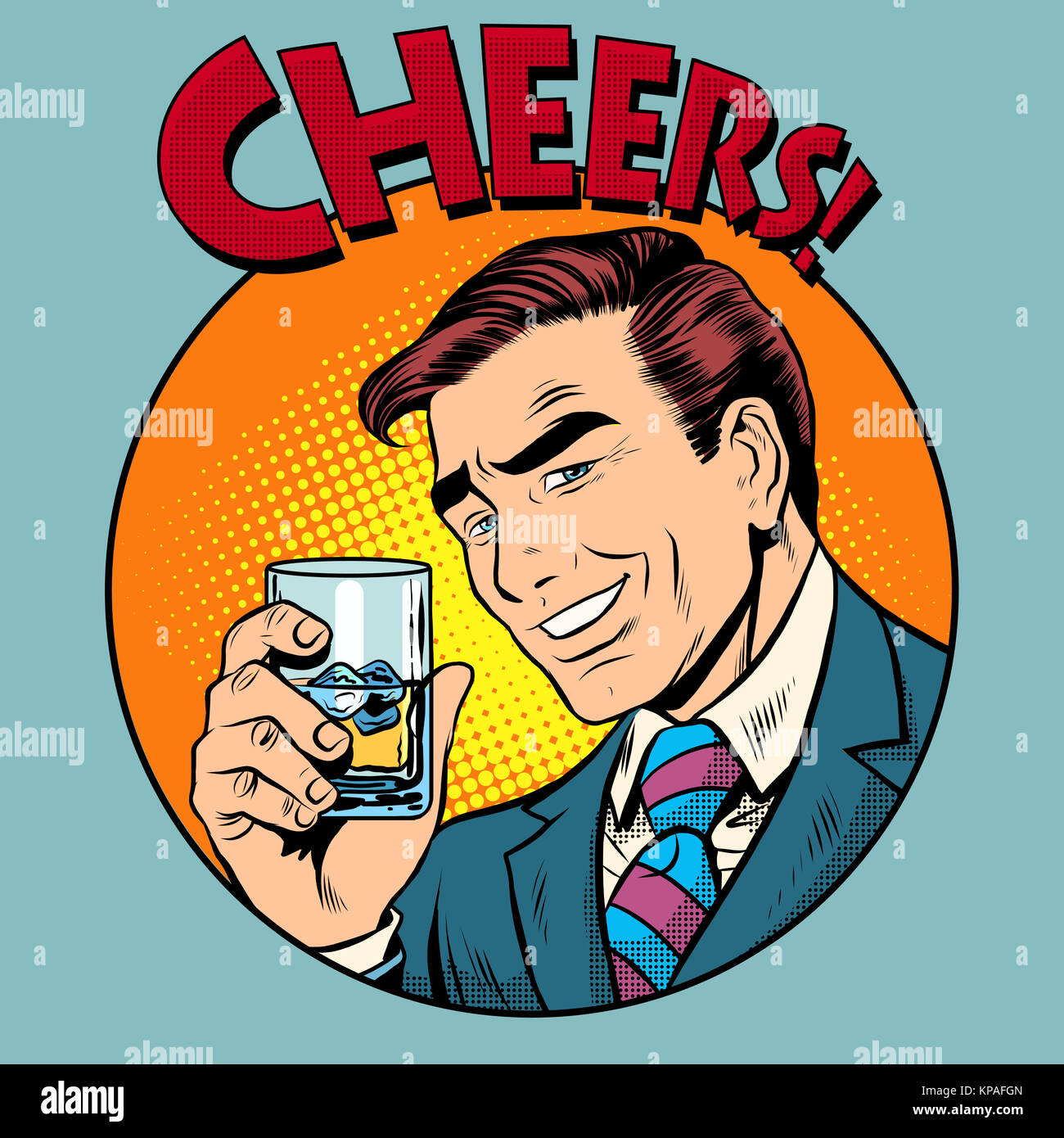 Cheers toast celebration man pop art retro style Stock Photo - Alamy