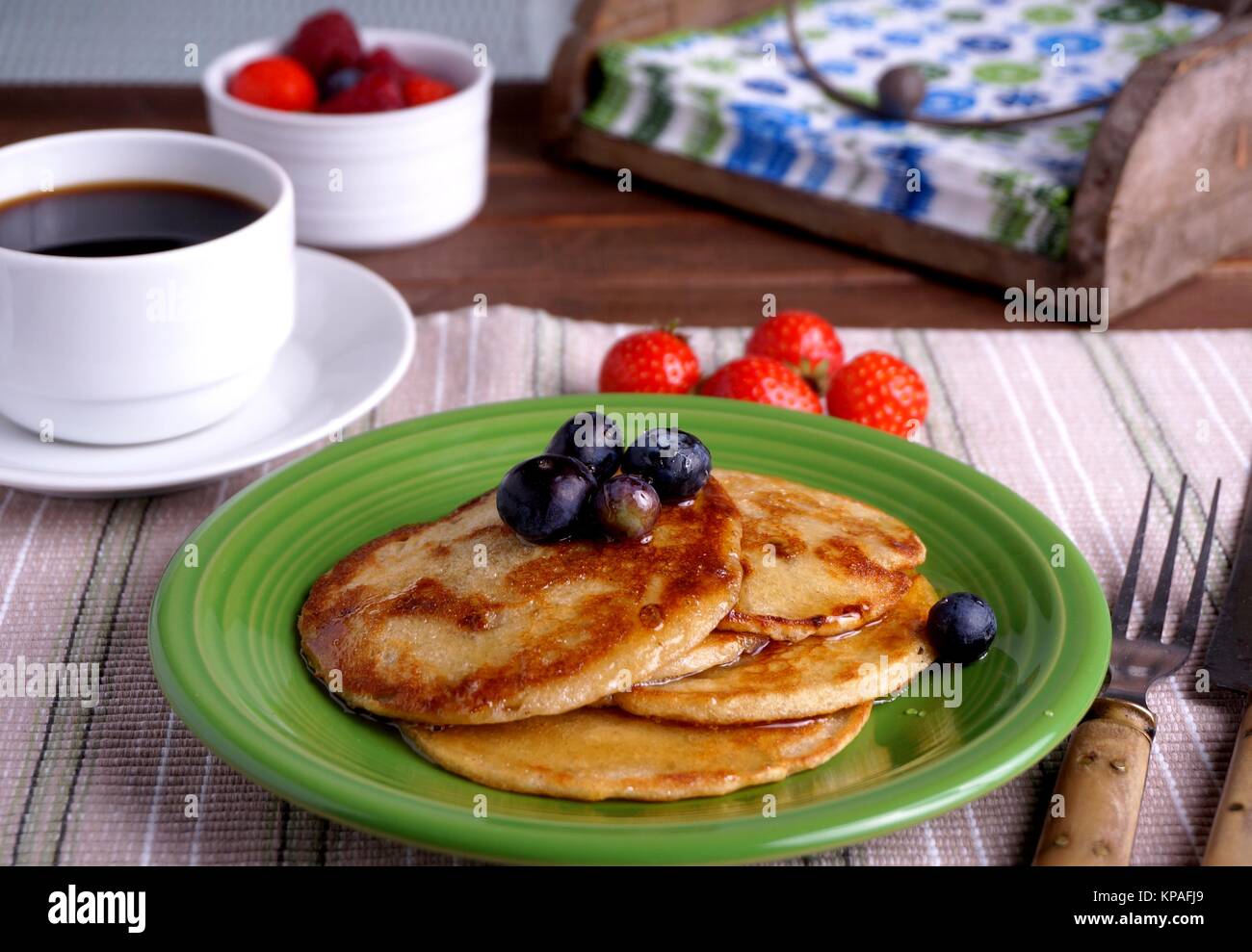 Breakfast plate with pancakes Stock Photo - Alamy