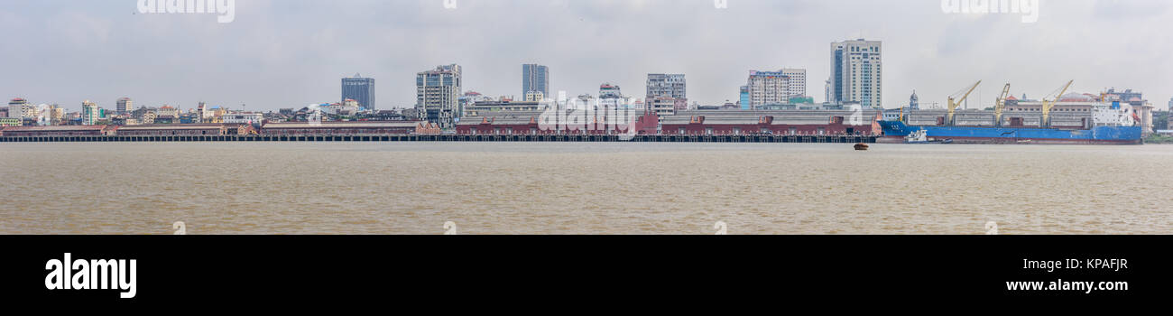 panoramic view of harbour of Yangon, Myanmar, May-2017 Stock Photo - Alamy
