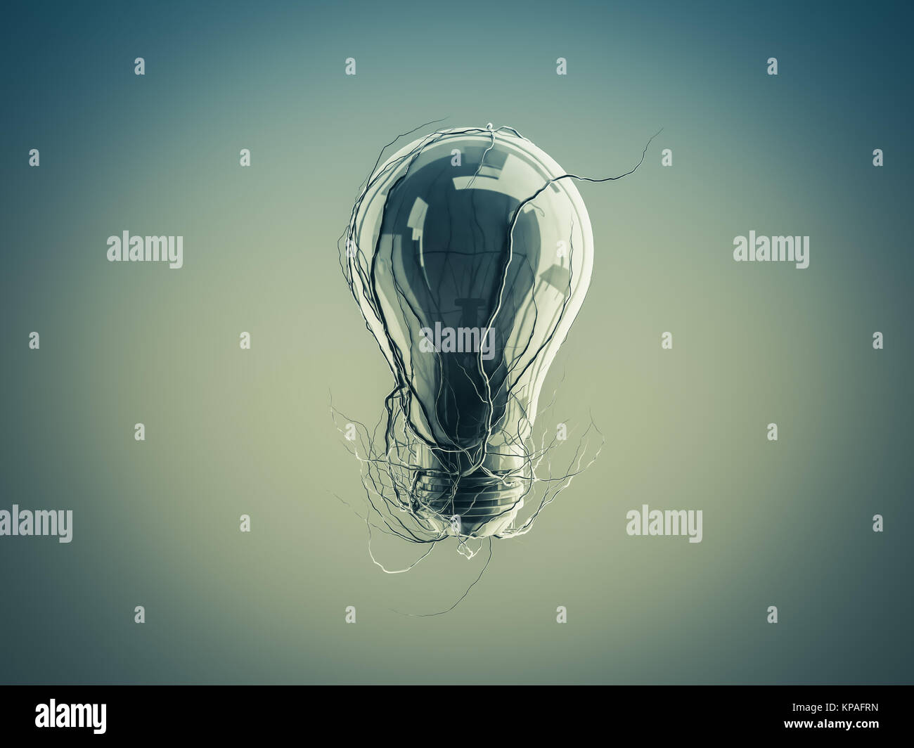 Light bulb with roots and emerged on the icon with roots Stock Photo ...