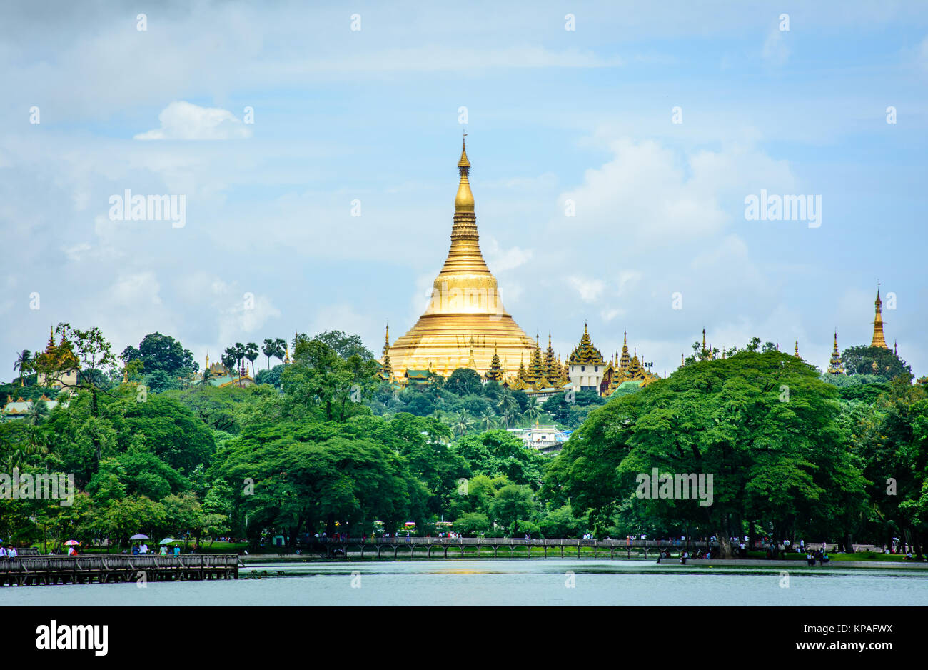 Shwe Dagon pagoda, It is located in center of Yangon, Myanmar, July ...