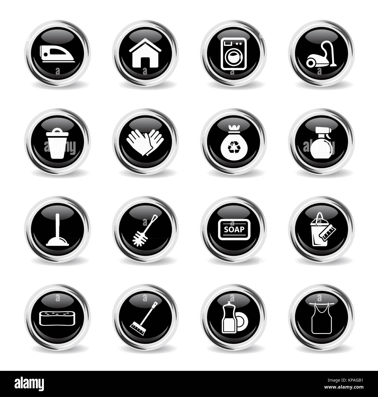 Cleaning service simply icons Stock Photo - Alamy