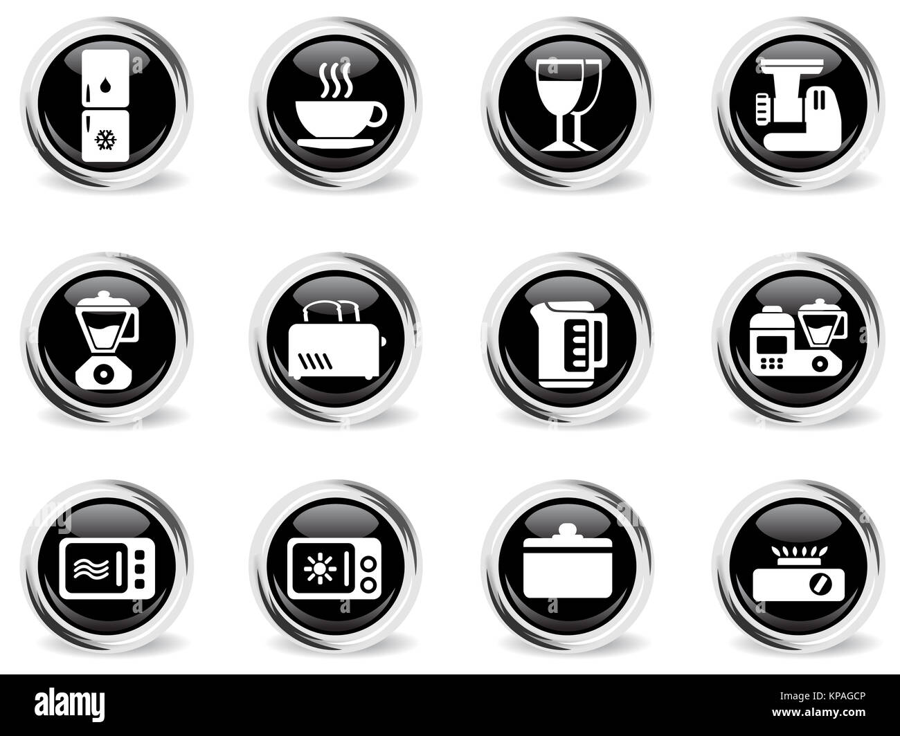 Kitchen Utensils Icon Set Stock Photo - Alamy