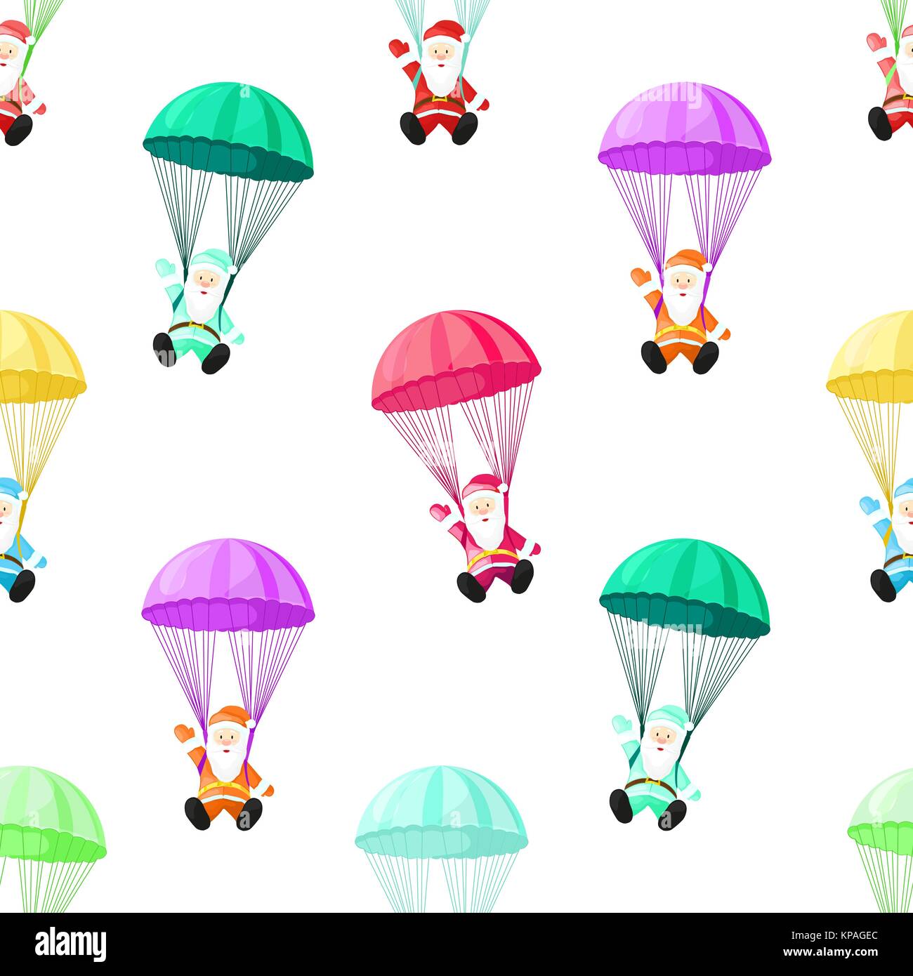 Santa Claus with a parachute. Vector illustration in cartoon style ...