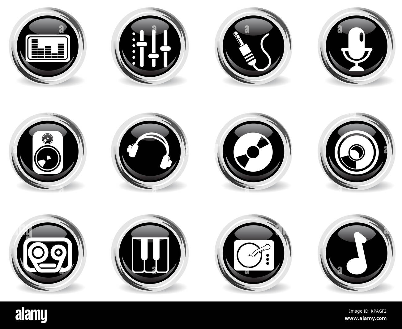Audio and music simple vector icons Stock Photo - Alamy