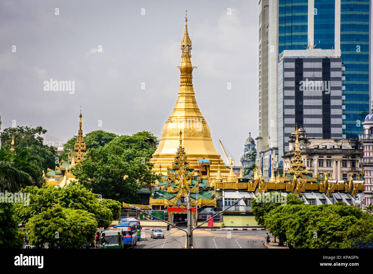 Sule pagoda, It is located in the downtown area of Yangon, Myanmar, May ...