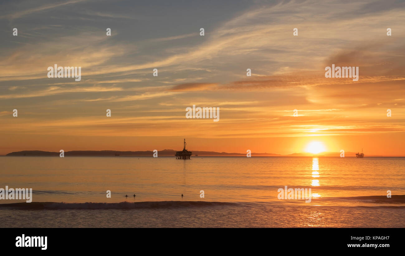 Beach fall sunset huntington hi-res stock photography and images - Alamy