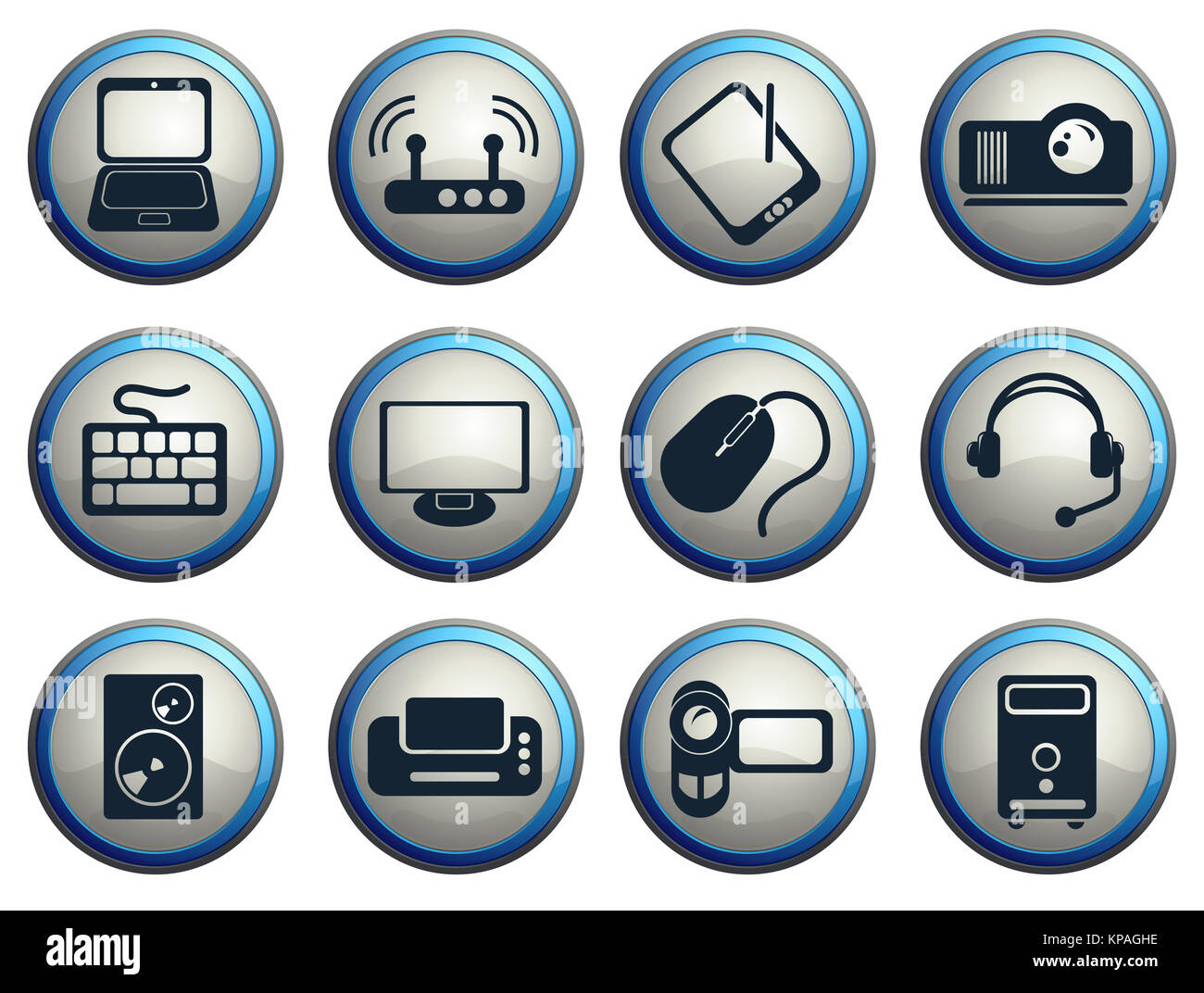 Computer equipment simple vector icons Stock Photo - Alamy