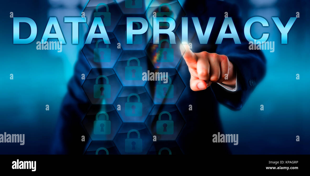 Businessman Pressing DATA PRIVACY On A Screen Stock Photo - Alamy