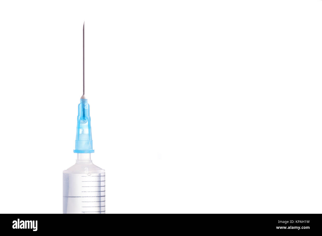 Syringe and needle filled with liquid Stock Photo - Alamy