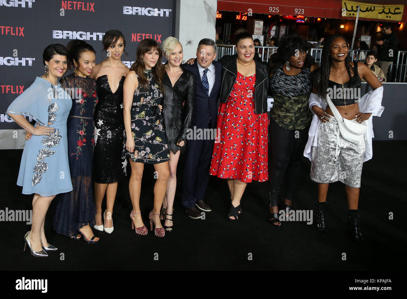Westwood, USA. 13th Dec, 2017. Rebekka Johnson, Kia Stevens, Brit Baron ...