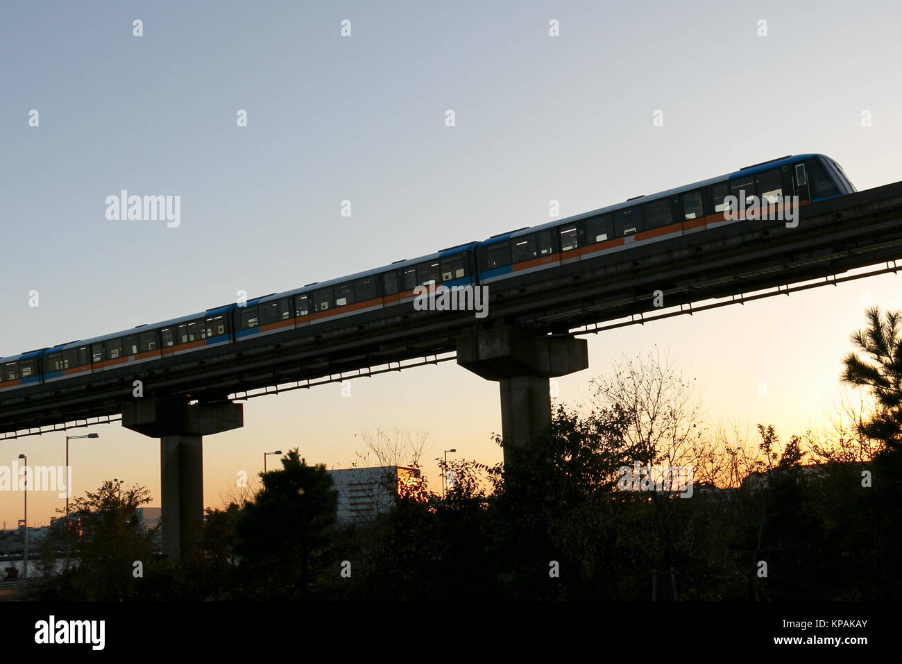 Tokyo, Japan. 14th Dec, 2017. Tokyo Monorail train moves along an ...