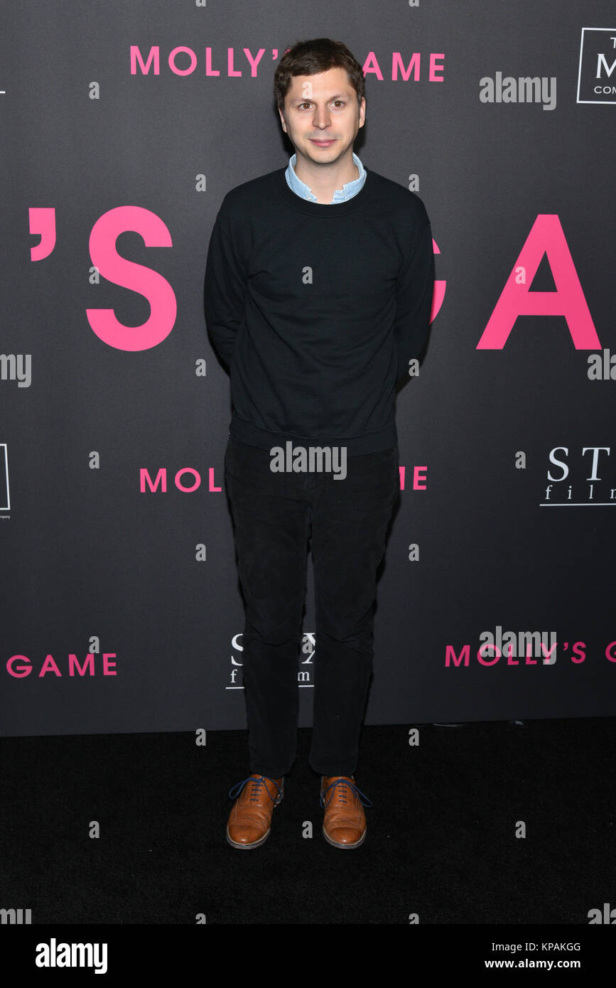 New York, USA. 13th Dec, 2017. Michael Cera attends the 'Molly's Game ...