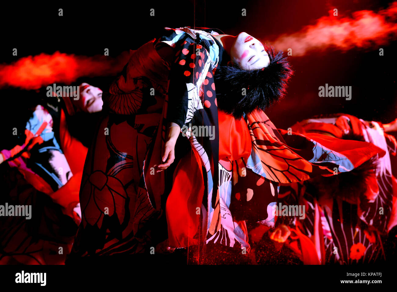 Tokyo, Japan. 14th Dec, 2017. Actors perform dancing on the stage ...