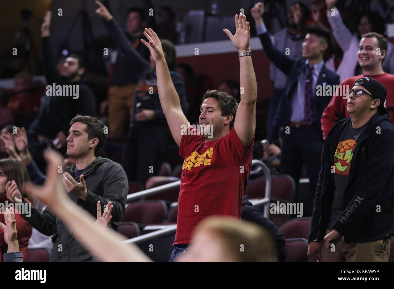 Los Angeles, CA, USA. 14th Dec, 2017. USC Fans stand during the Santa ...