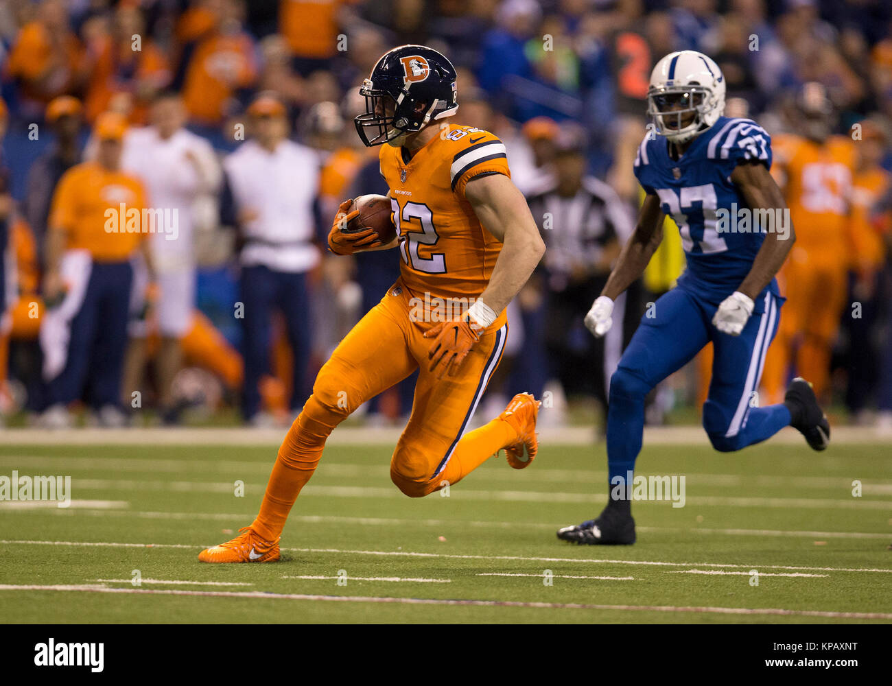 Indianapolis, Indiana, USA. 14th Dec, 2017. Denver tight end Jeff ...