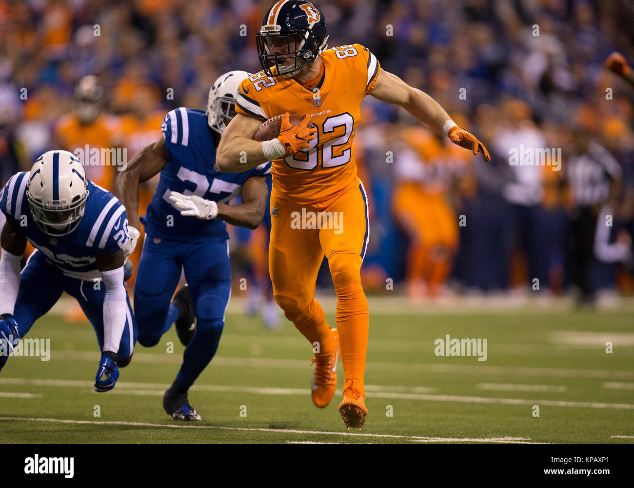Indianapolis, Indiana, USA. 14th Dec, 2017. Denver tight end Jeff ...