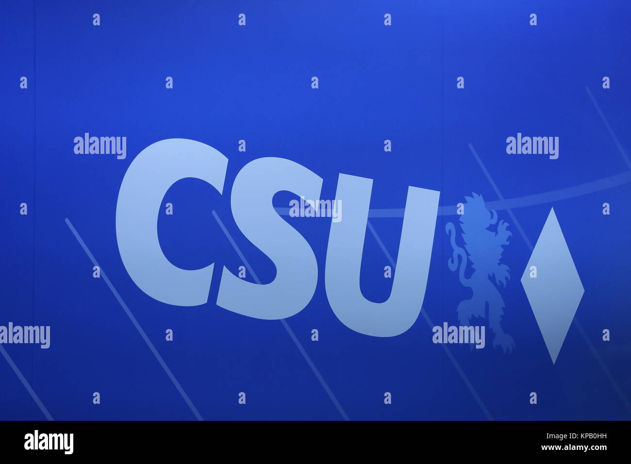 Nuremberg, Germany. 15th Dec, 2017. The CSU logo pictured at the CSU ...