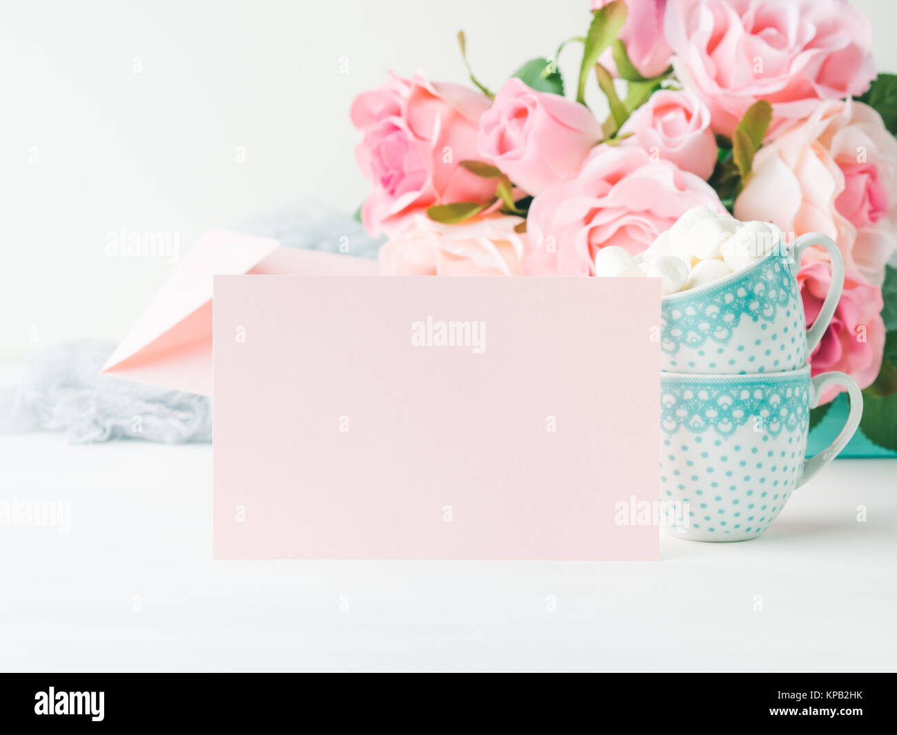 Blank pink paper card for Valentine's or mother woman day. Wedding baby ...