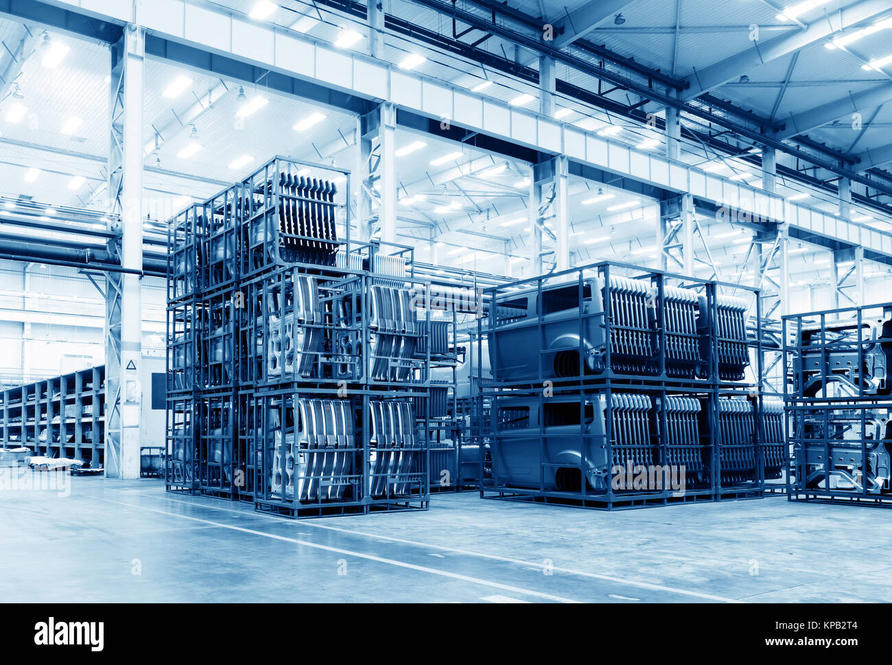 A car factory; neatly arranged exterior components of a car Stock Photo ...