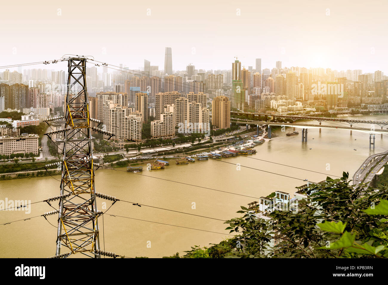 Aerial view of the Yangtze River and Chongqing city landscape Stock ...