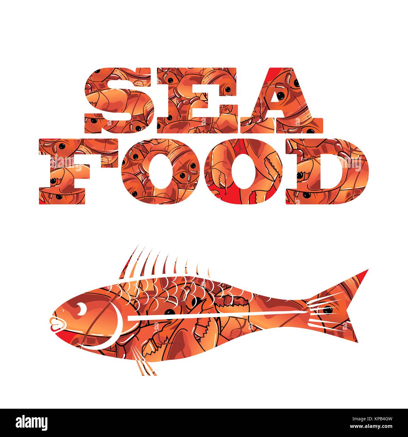 Silhouette of Fish. Seafood Text Stock Vector Image & Art - Alamy