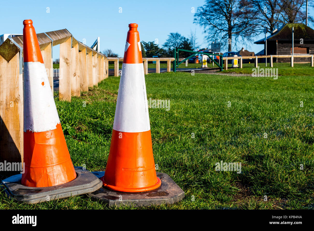 Two Temporary Plastic Orange and White Road Traffic Cones Stock Photo ...