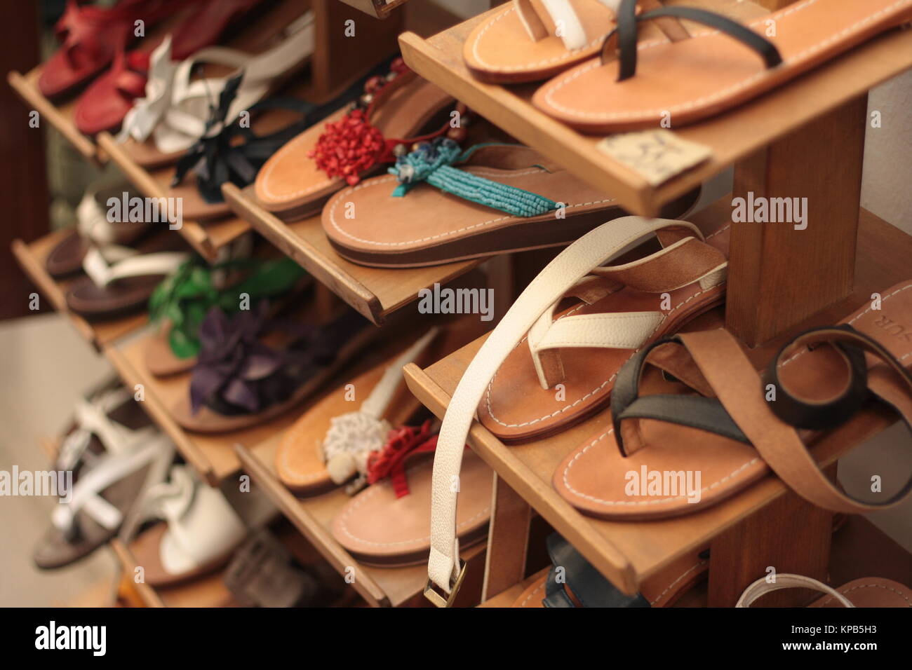 Craft leather sandals on sale Stock Photo - Alamy