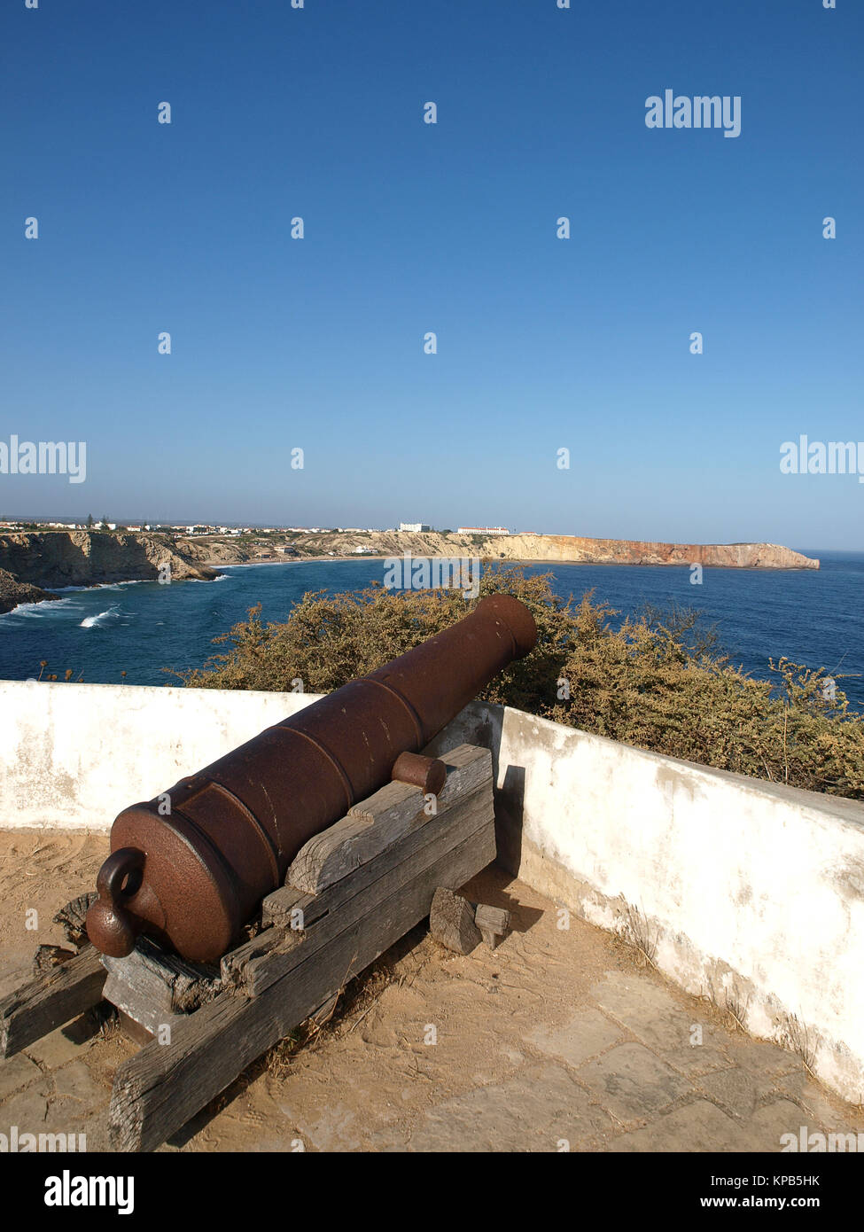 Sagres Point - Cannon inside the fortress Stock Photo - Alamy