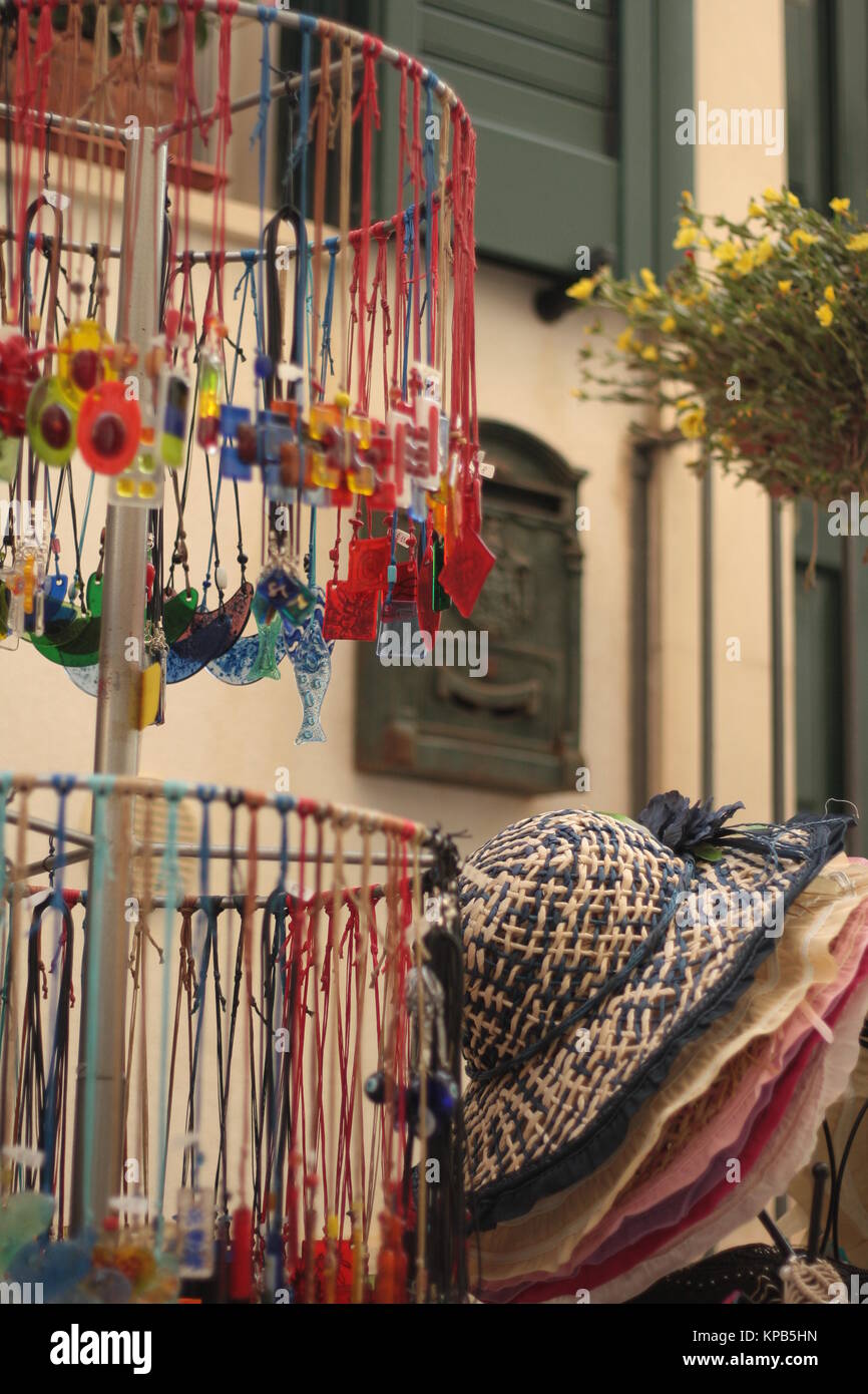 Colorful craft jewels and hats on sale Stock Photo - Alamy
