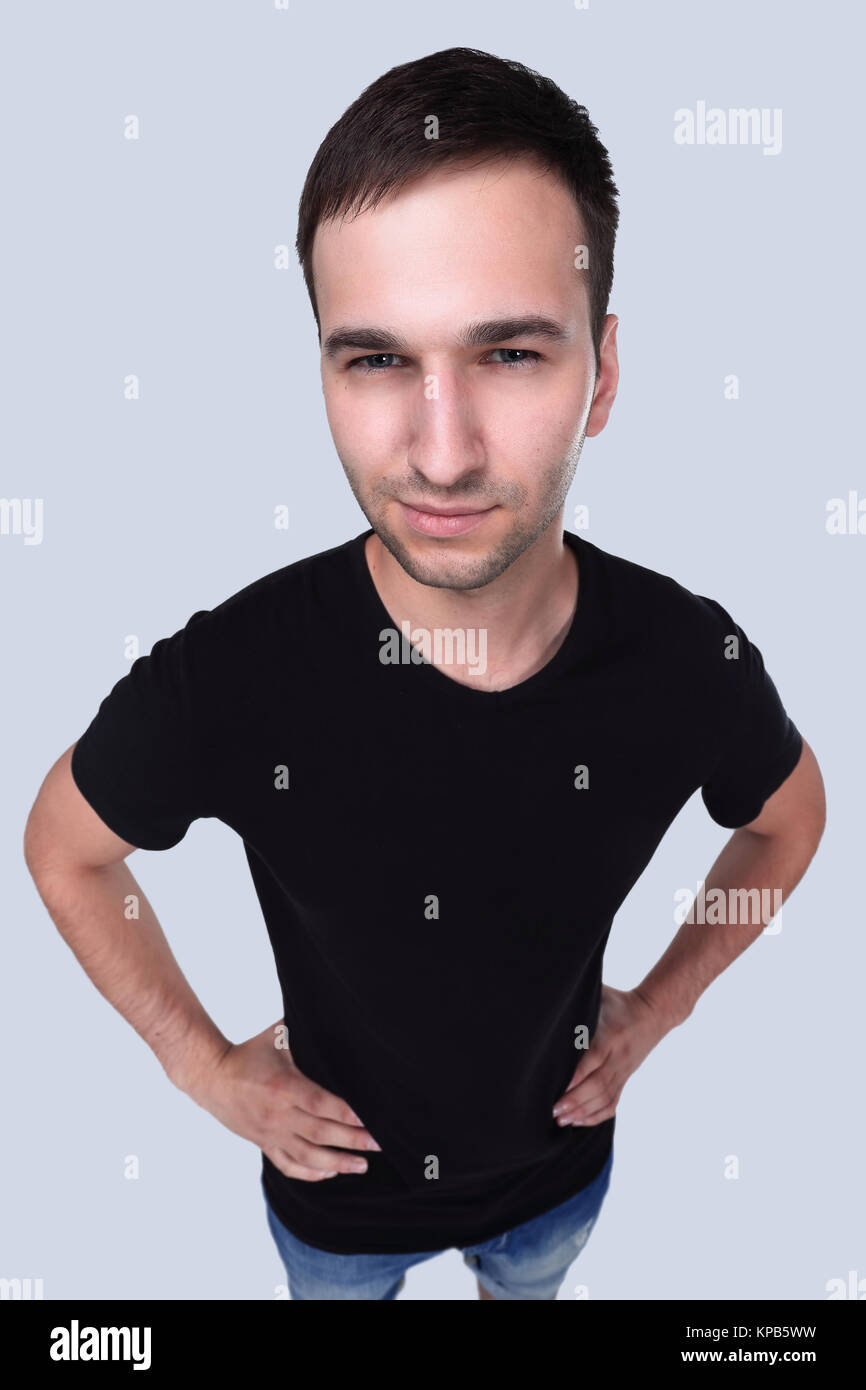 concept of confidence.stylish guy with a big head Stock Photo - Alamy