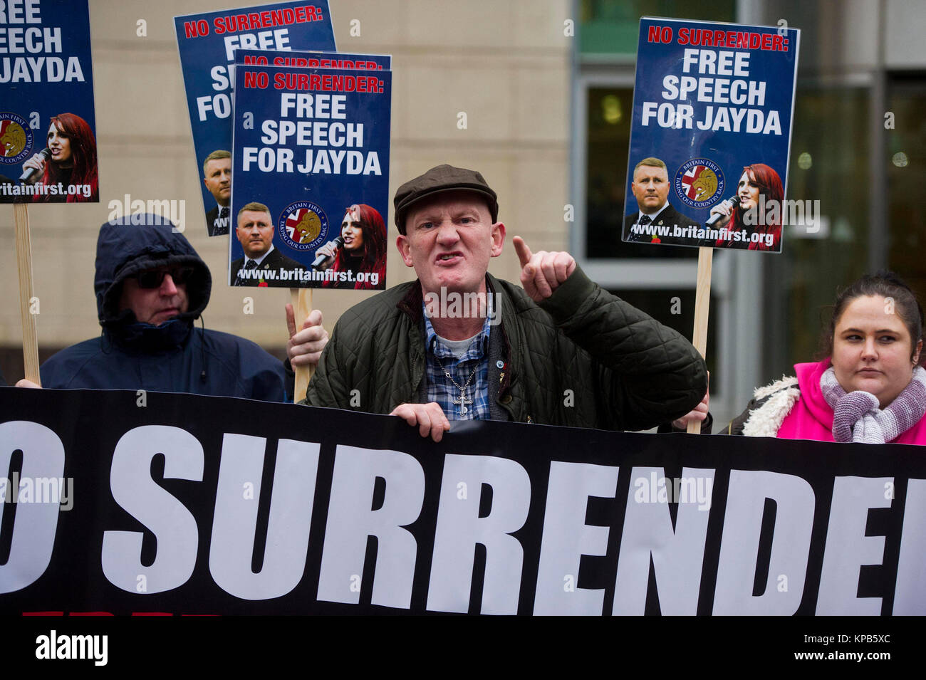 Supporter Andrew Edge (centre) outside Laganside courts in belfast ...