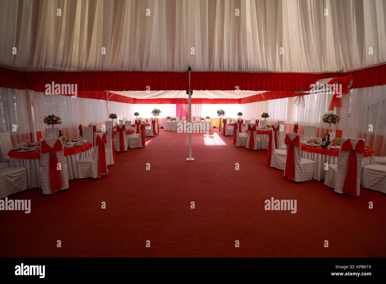 Beautiful interior of restaurant ready for wedding celebration Stock ...